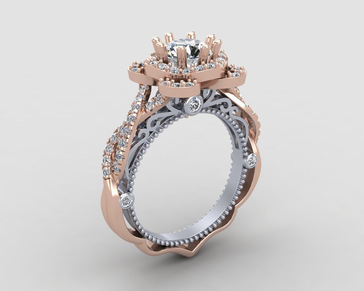 Diamond Engagement Ring 7-1-MW 3D model 3D printable | CGTrader