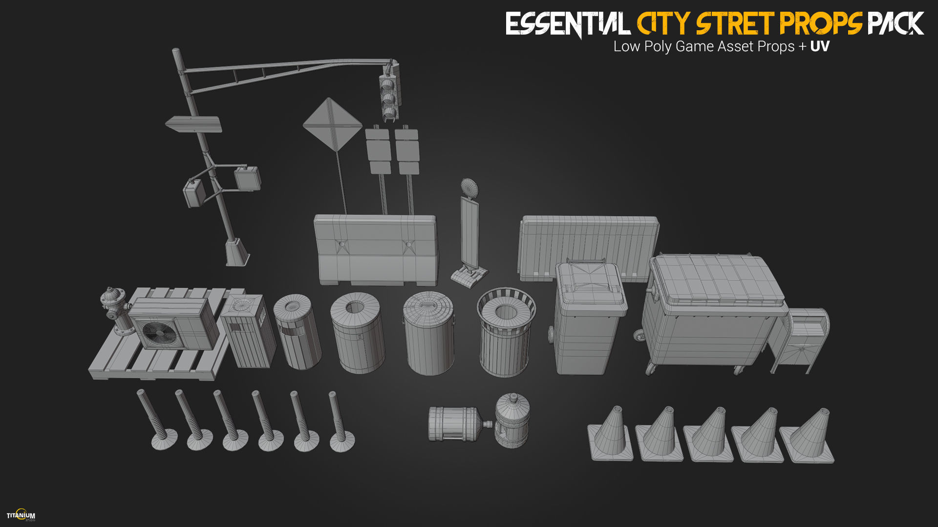 3D model Essential City Street Props Pack VR / AR / low-poly | CGTrader