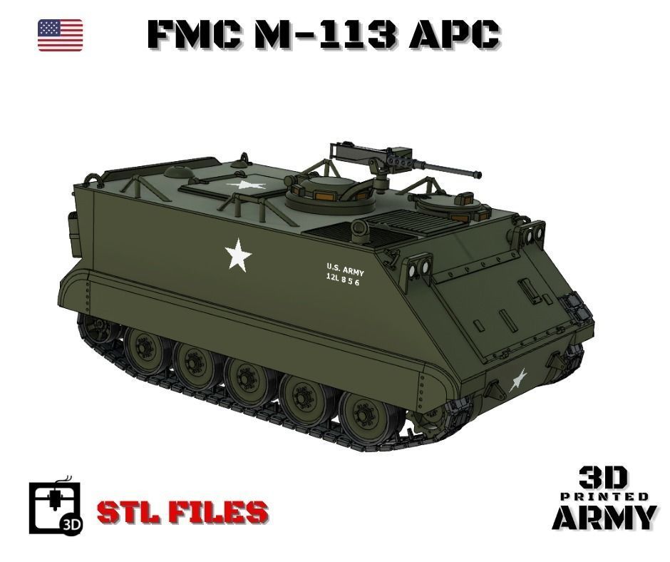 Armored vehicle M113 APC - STL files- vietnam war era 3D model 3D ...