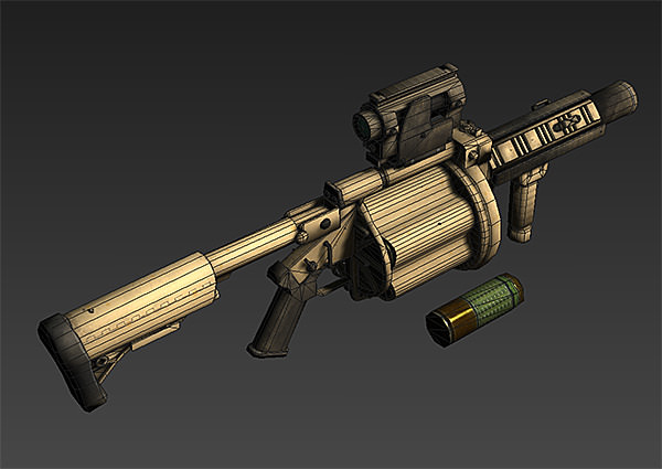 Grenade launcher m32 3D Model Game ready rigged .max .obj .fbx ...