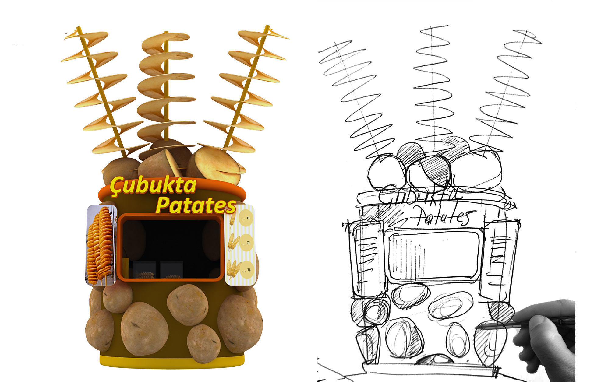 Pop stand Potatoes stand 3D Model 3D model | CGTrader