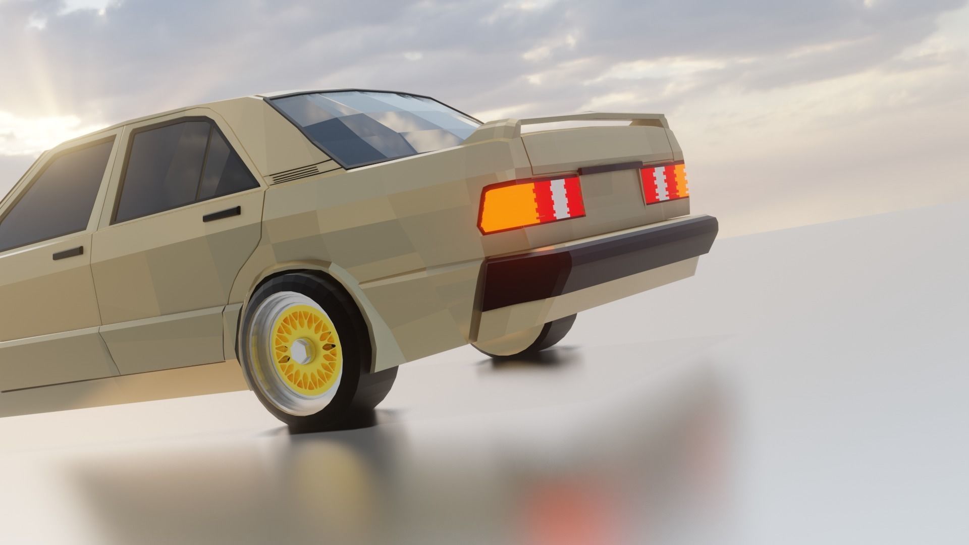 3D model Mercedes Benz 190 w201 low poly VR / AR / low-poly | CGTrader