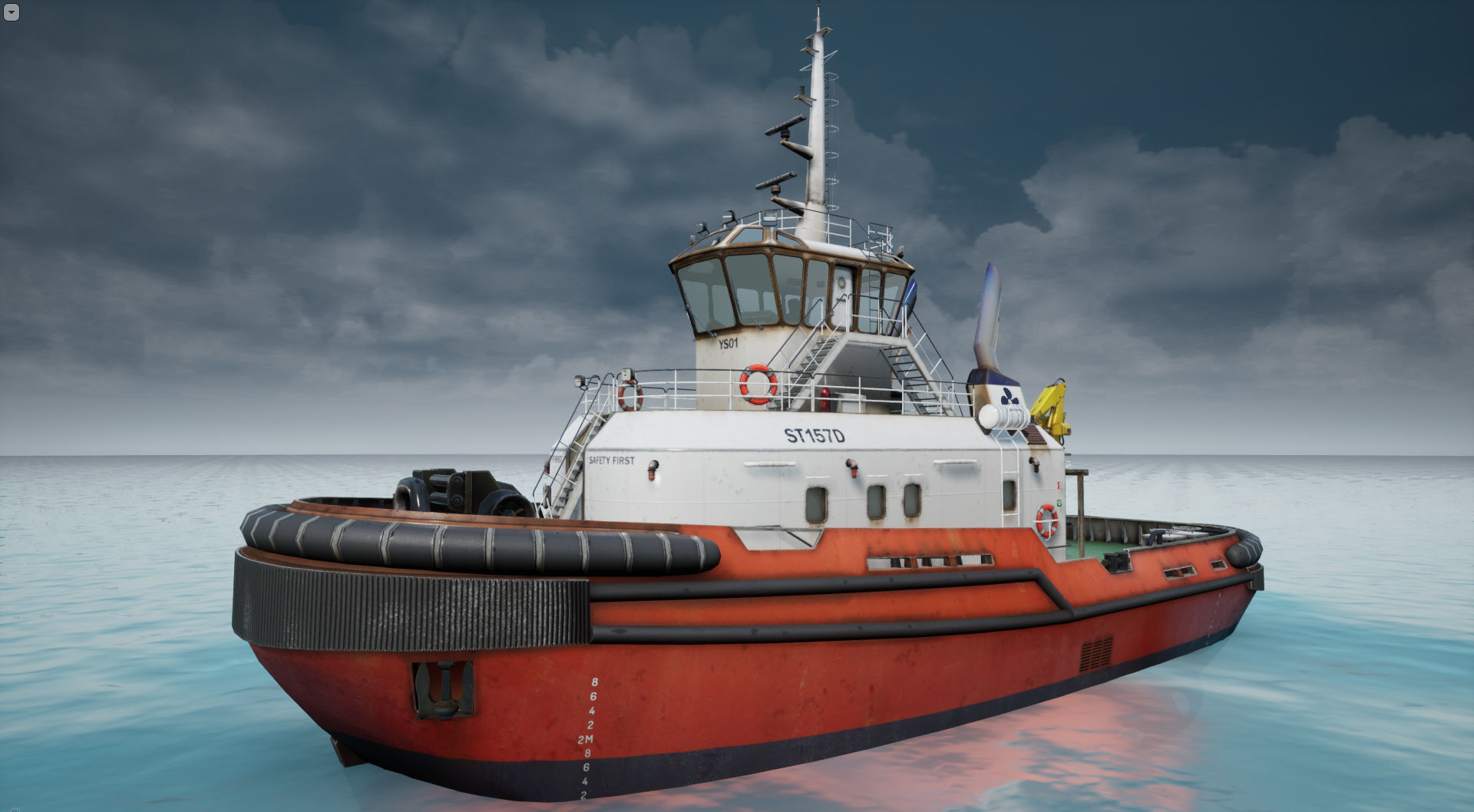 3D model Tug Ship tugboat - low poly VR / AR / low-poly | CGTrader
