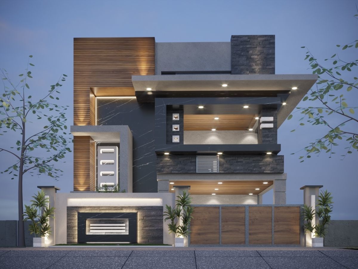Modern house Low-poly 3D model free VR / AR / low-poly 3D model | CGTrader