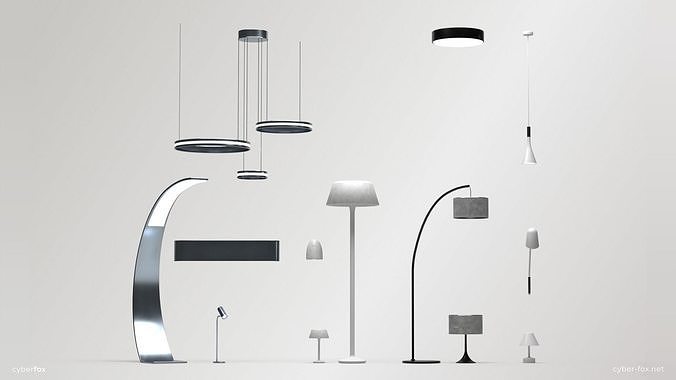 3D model Lighting Set - 13 Lamps with unique design VR / AR / low-poly ...