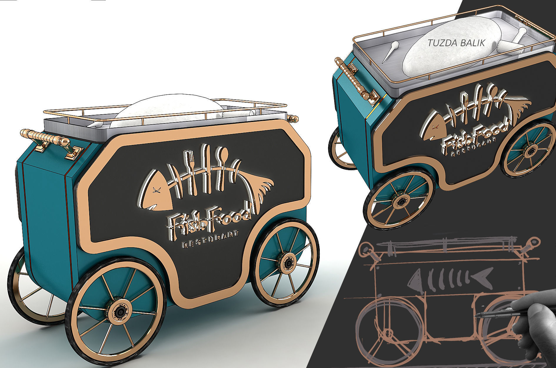 fish trolley 3d Model 2 model 3D model | CGTrader