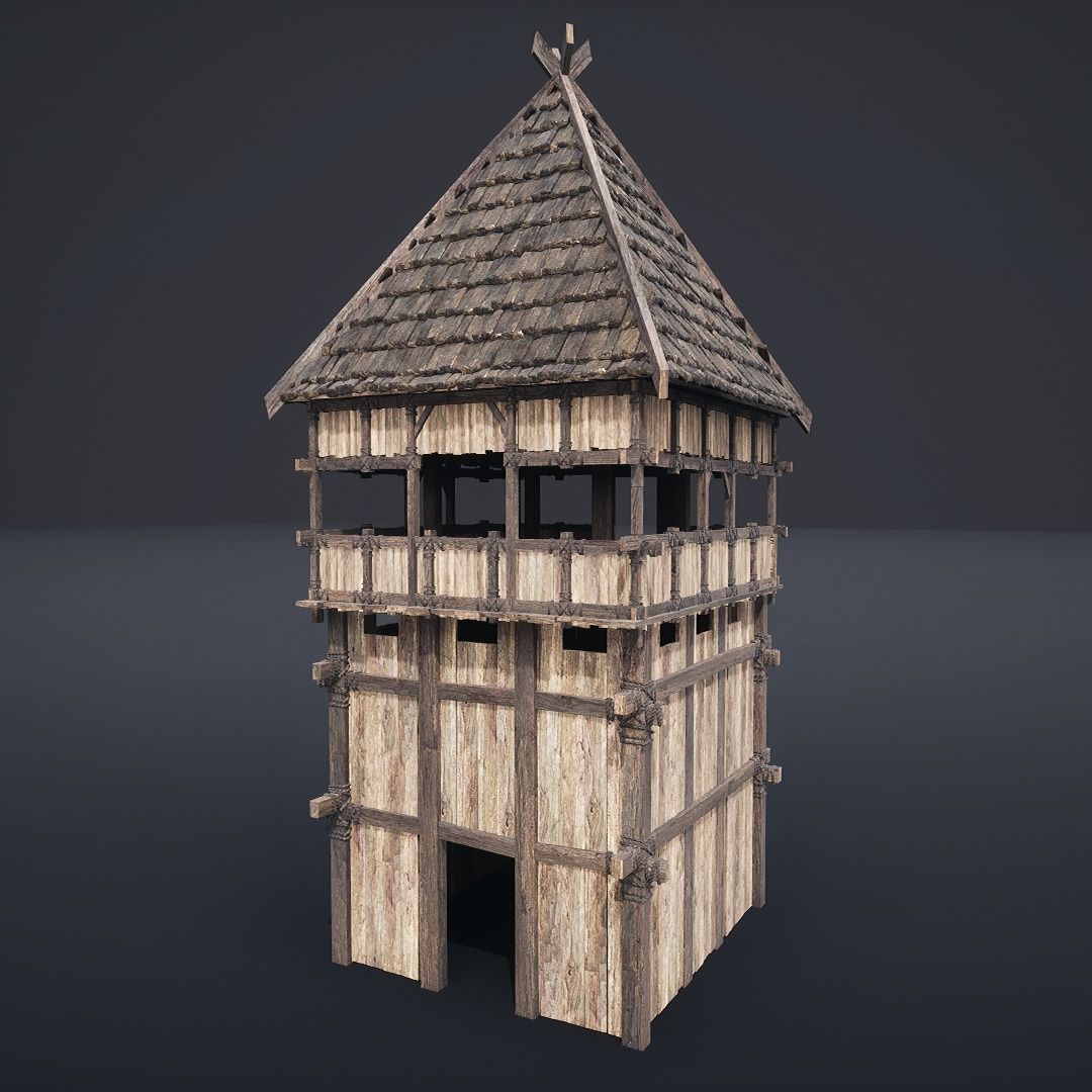 3D model MEDIEVAL WATCHTOWER TOWER FORT FORTRESS CASTLE WALLS NEXTGEN ...