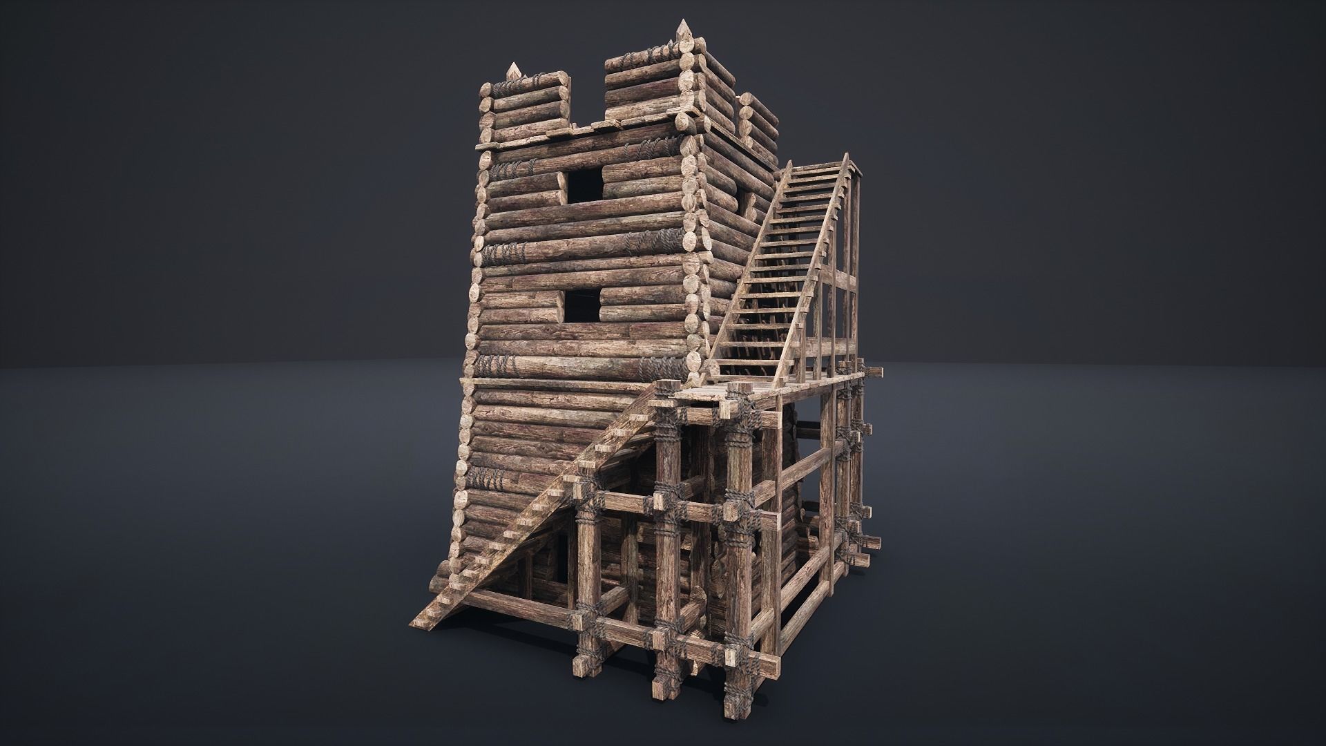 3D model VIKING MEDIEVAL WATCHTOWER TOWER FORT FORTRESS CASTLE WALLS ...