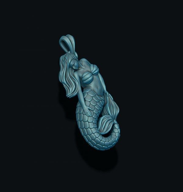 Mermaid pendant basrelief 3D model 3D printable | CGTrader