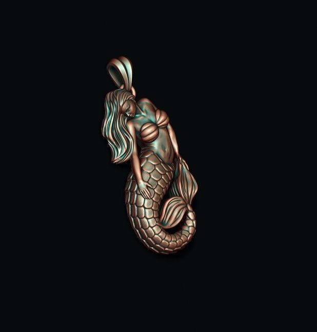 Mermaid pendant basrelief 3D model 3D printable | CGTrader
