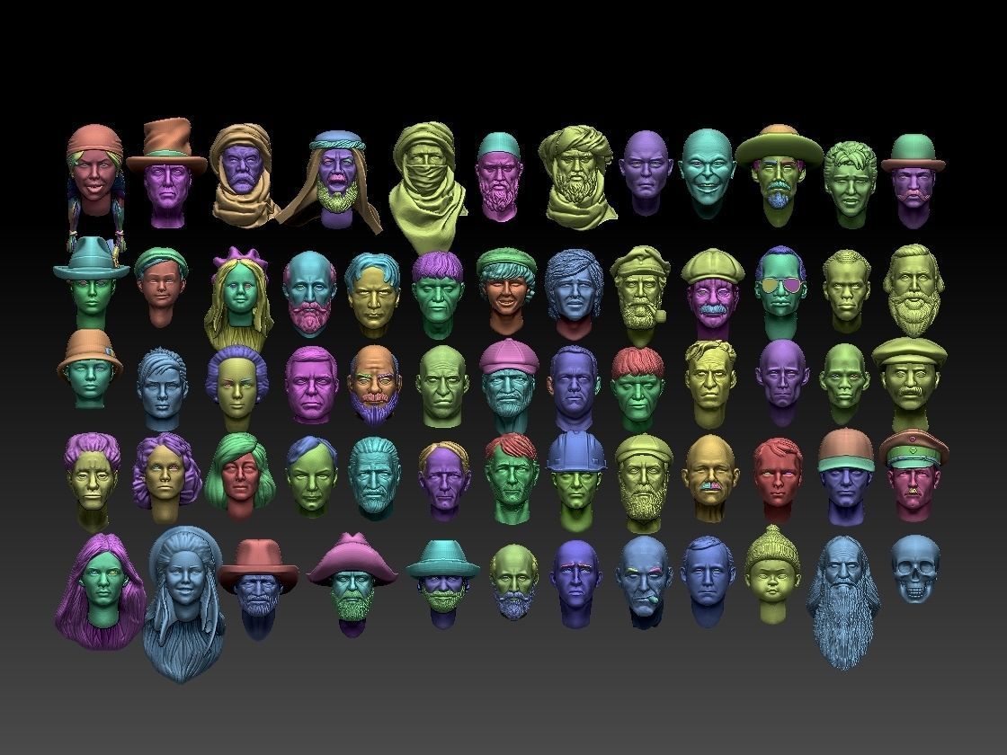 heads group of different 3D model 3D printable | CGTrader