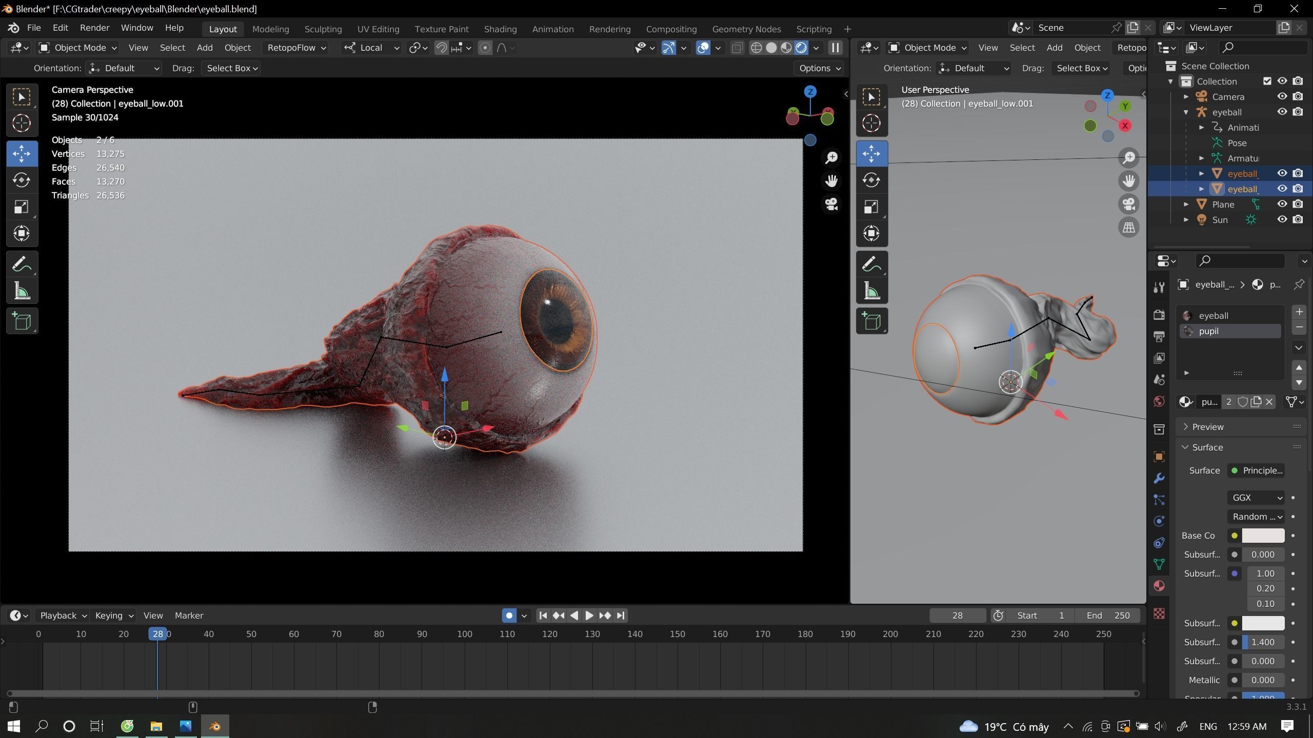 3D model Eyeball eye VR / AR / low-poly | CGTrader