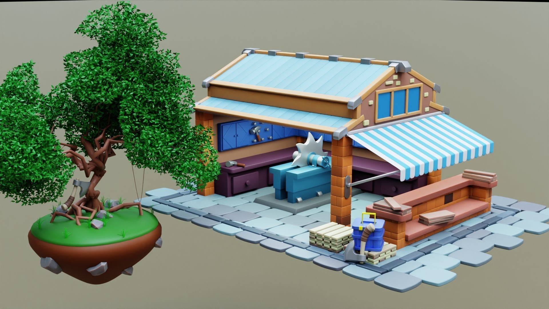 Lumberjack Shop free VR / AR / low-poly 3D model | CGTrader