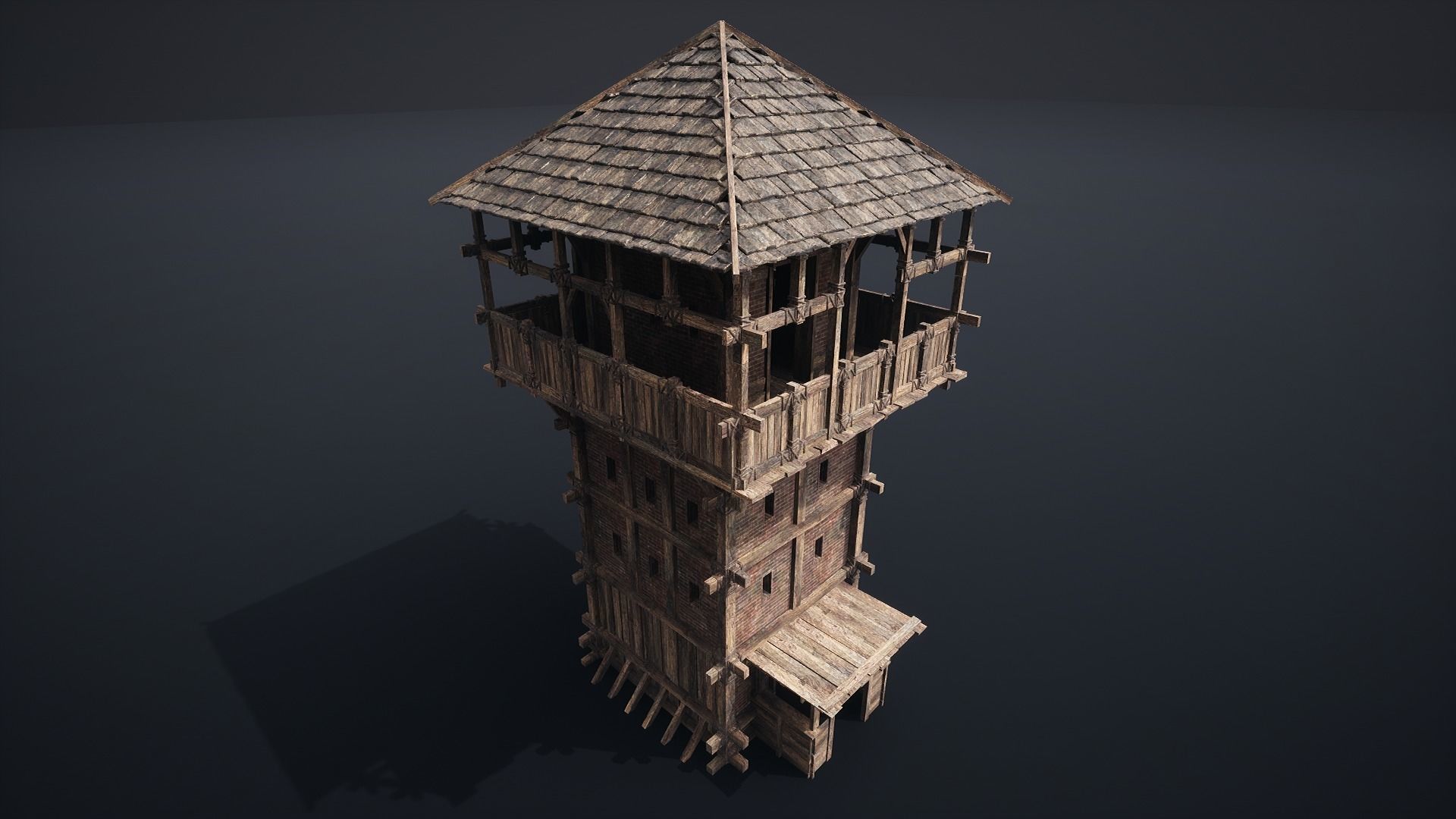 3D model WATCHTOWER PLATFORM MEDIEVAL SLAVIC TOWER VILLAGE COLLECTION ...