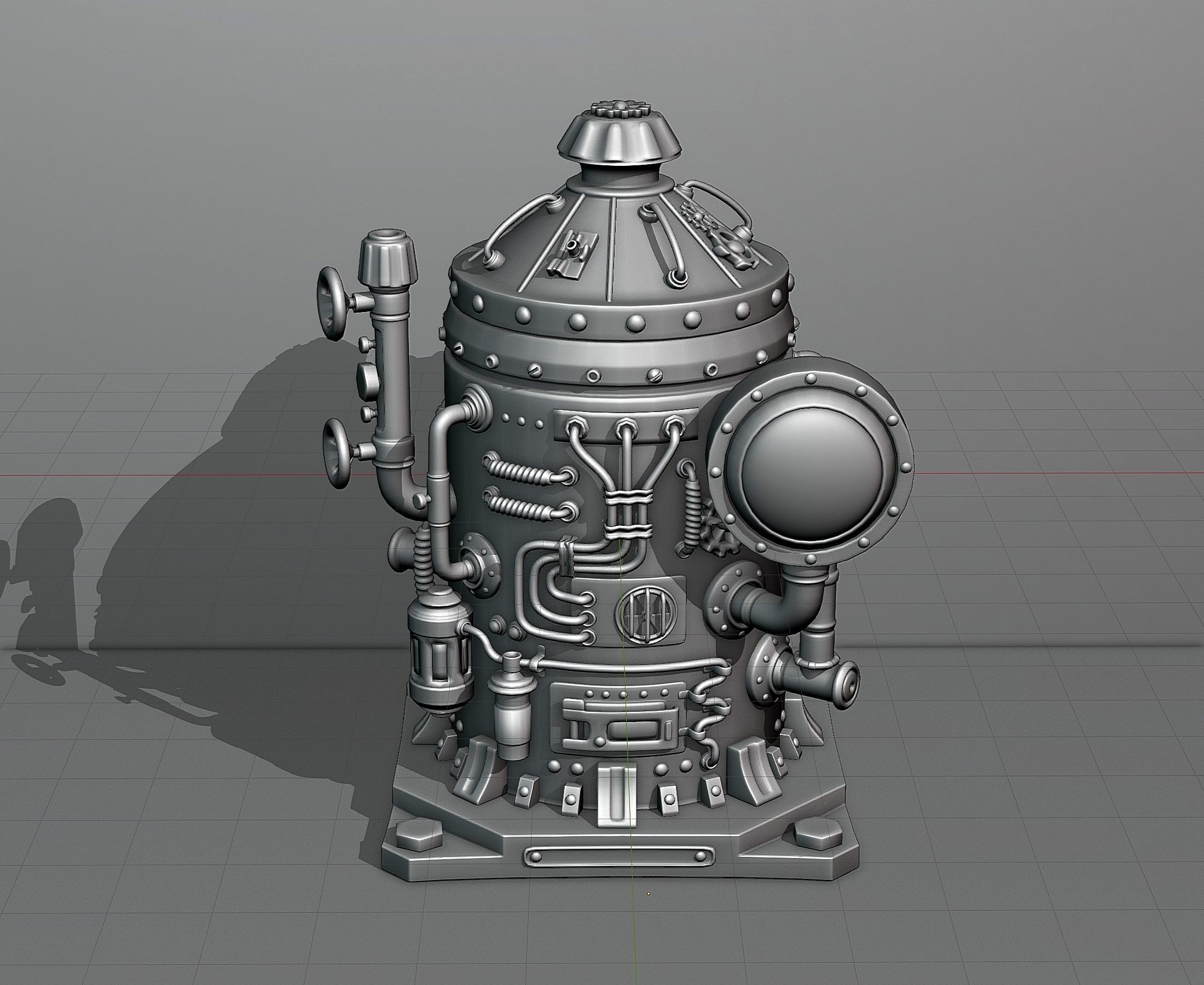 Steampunk desk clock box 3D model | CGTrader