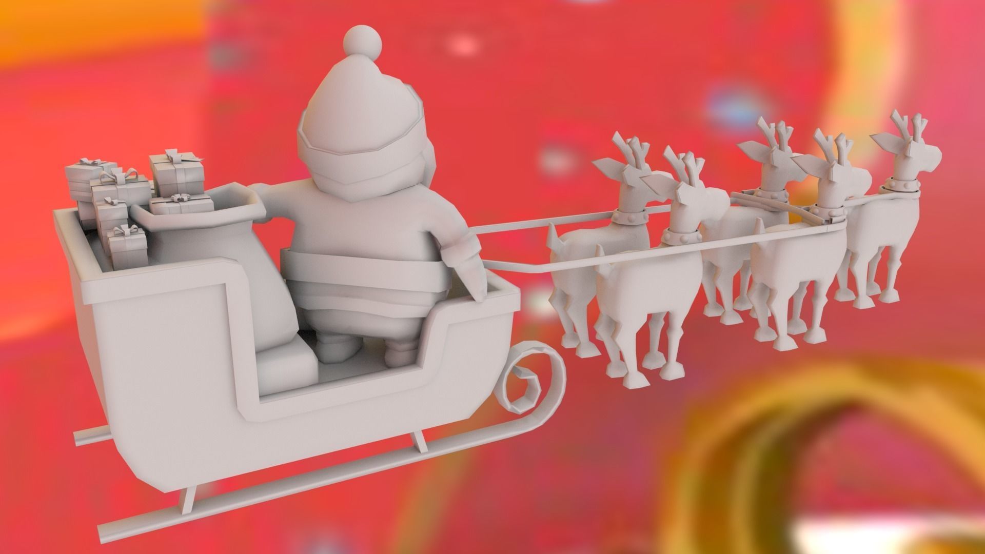 3D model Santa Claus with sleigh VR / AR / low-poly | CGTrader