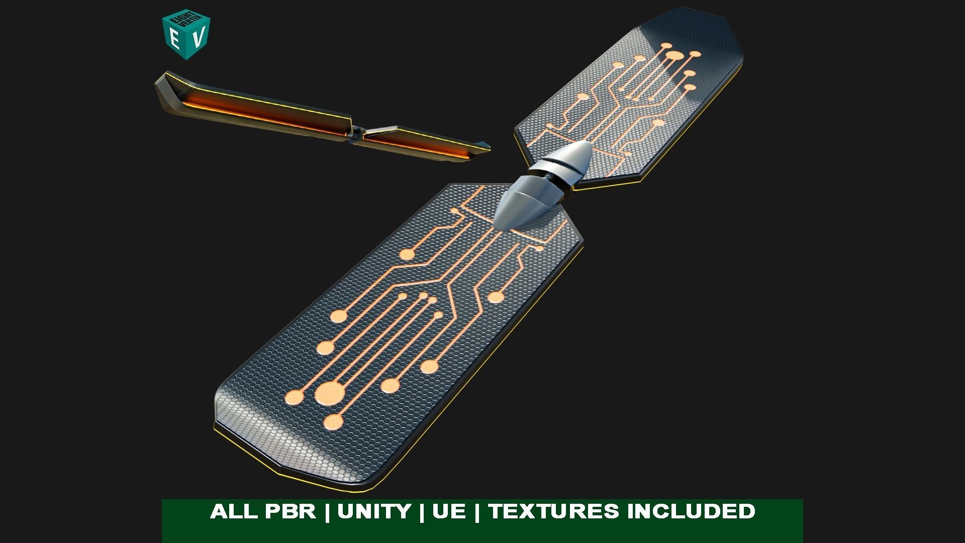 3D model Sic-Fi Hoverboard 4 All PBR Unity UE Textures Included VR / AR ...