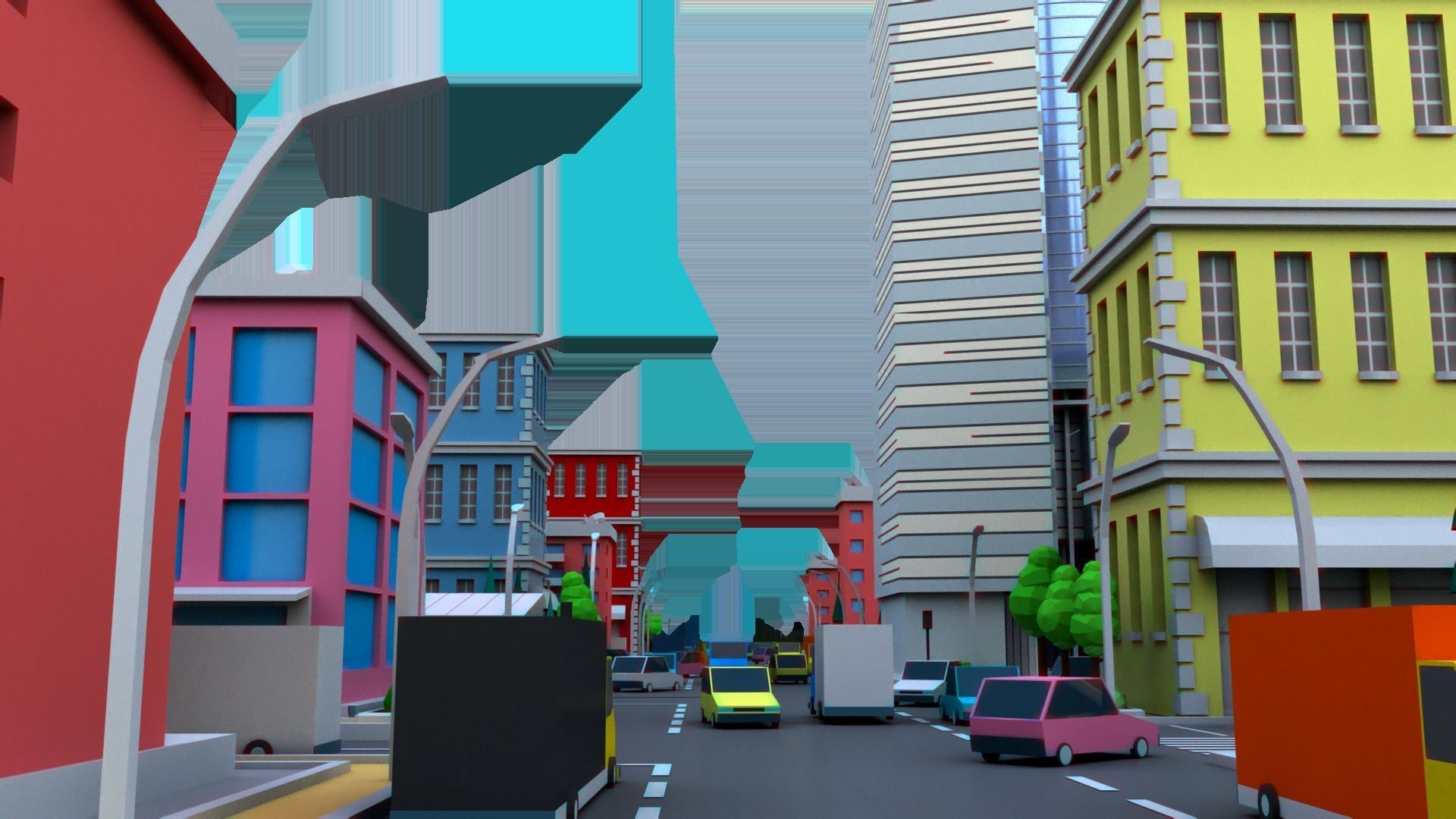 3D model Toon City Low Poly Animated VR / AR / low-poly | CGTrader