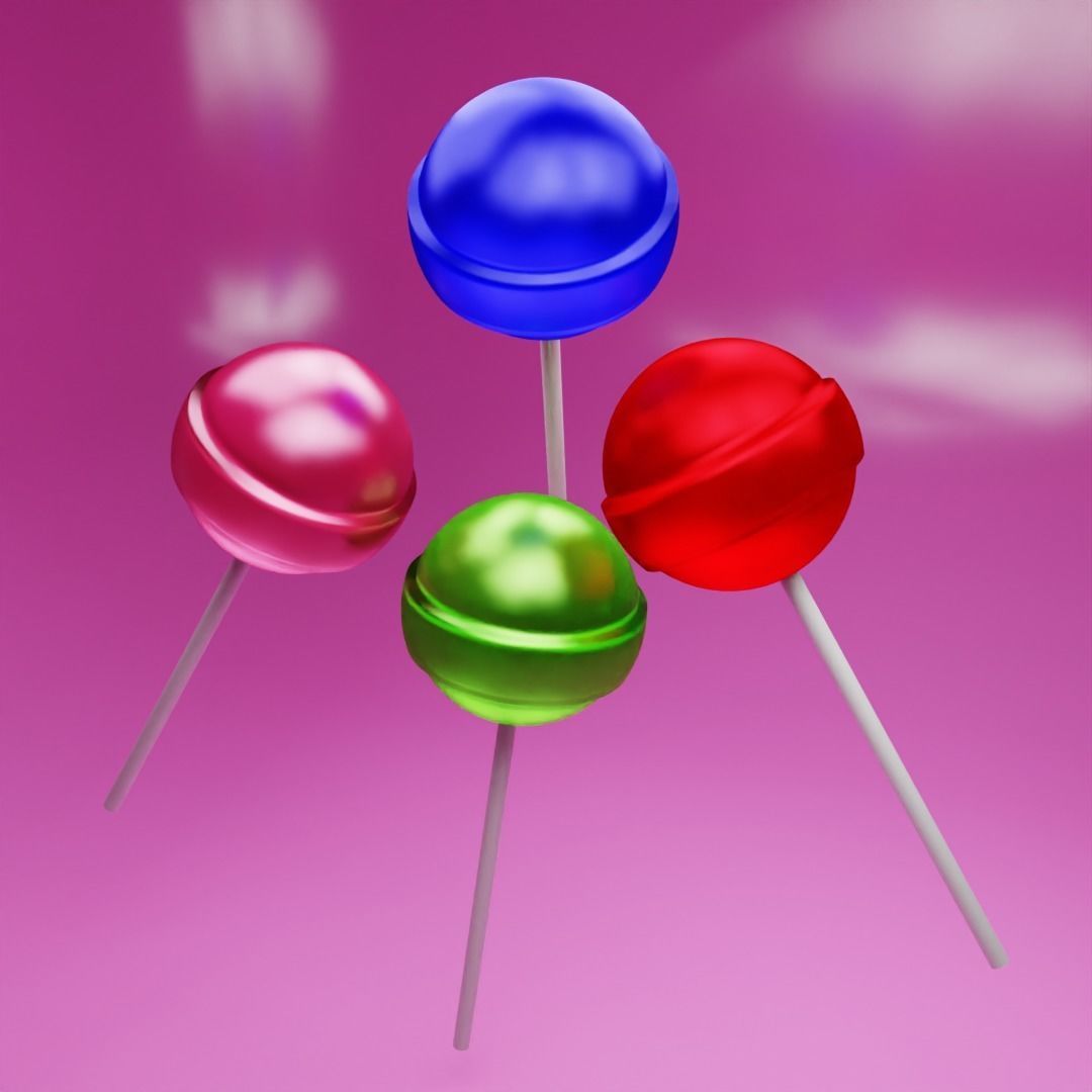 3D model low poly lollipop colorful lollipops VR / AR / low-poly | CGTrader