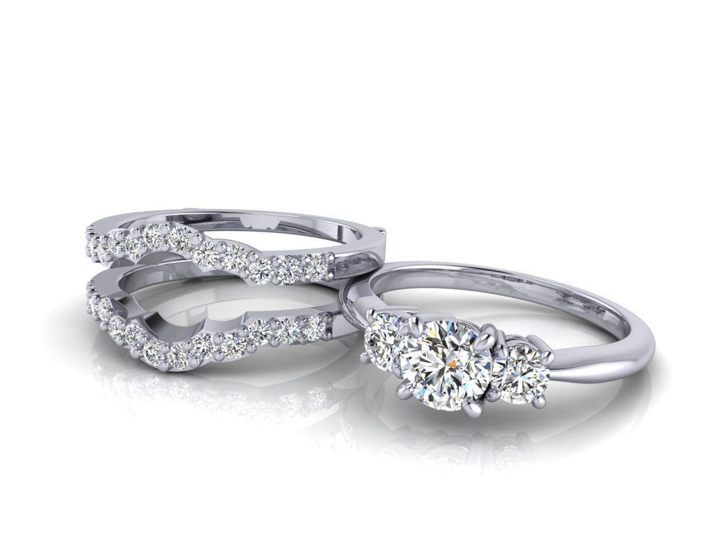 Trilogy Ring And Wedding Ring free 3D model 3D printable | CGTrader