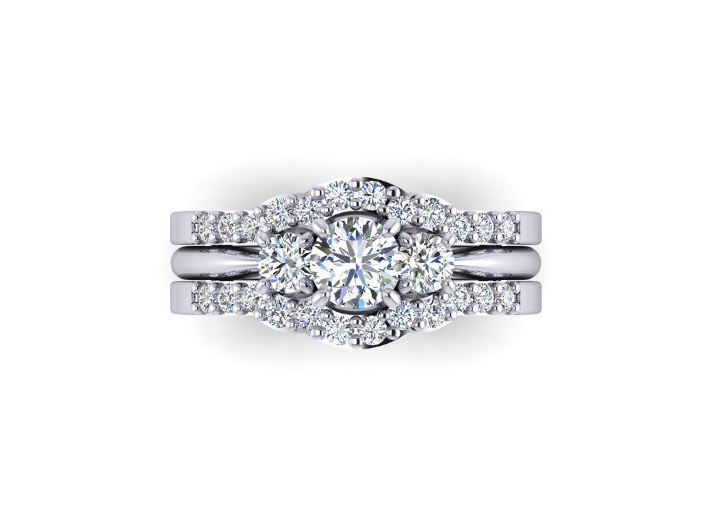 Trilogy Ring And Wedding Ring free 3D model 3D printable | CGTrader