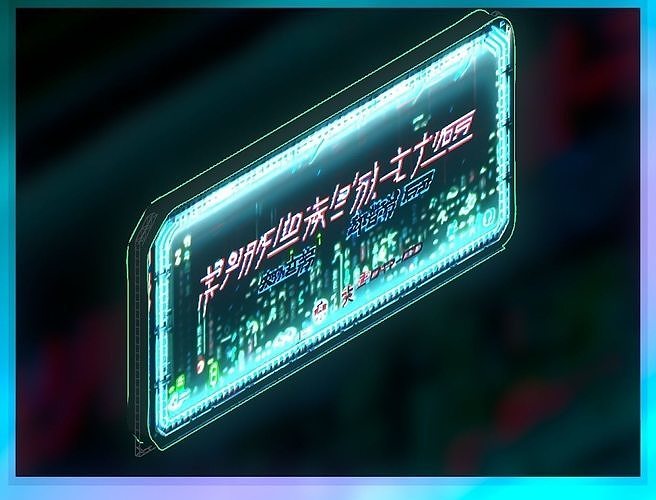 3D model Sci-Fi Sci Fi Cyberpunk City Sign Ad Light Board Street 84 VR ...