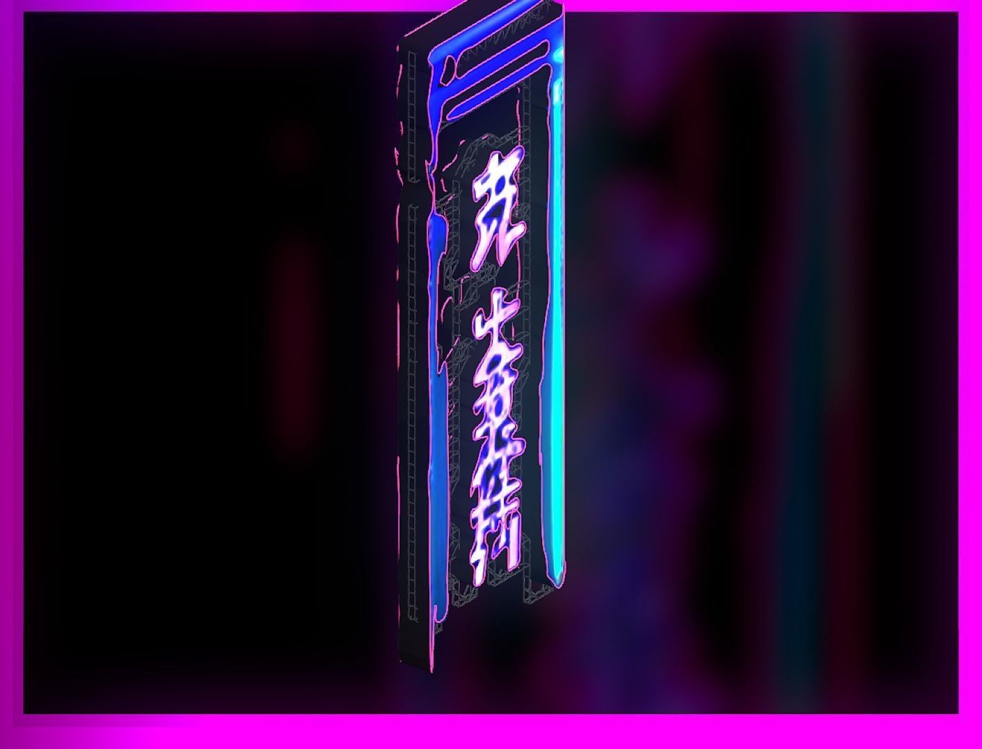 3D model Sci-Fi Sci Fi Cyberpunk City Sign Ad Light Board Street 52 VR ...