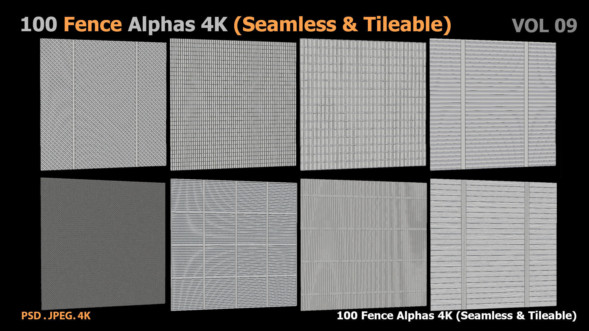 100 Fence Alphas 4K Seamless Tileable VOL 09 Texture | CGTrader