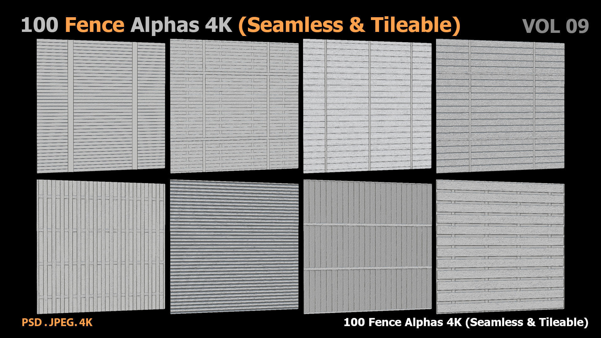 100 Fence Alphas 4K Seamless Tileable VOL 09 Texture | CGTrader
