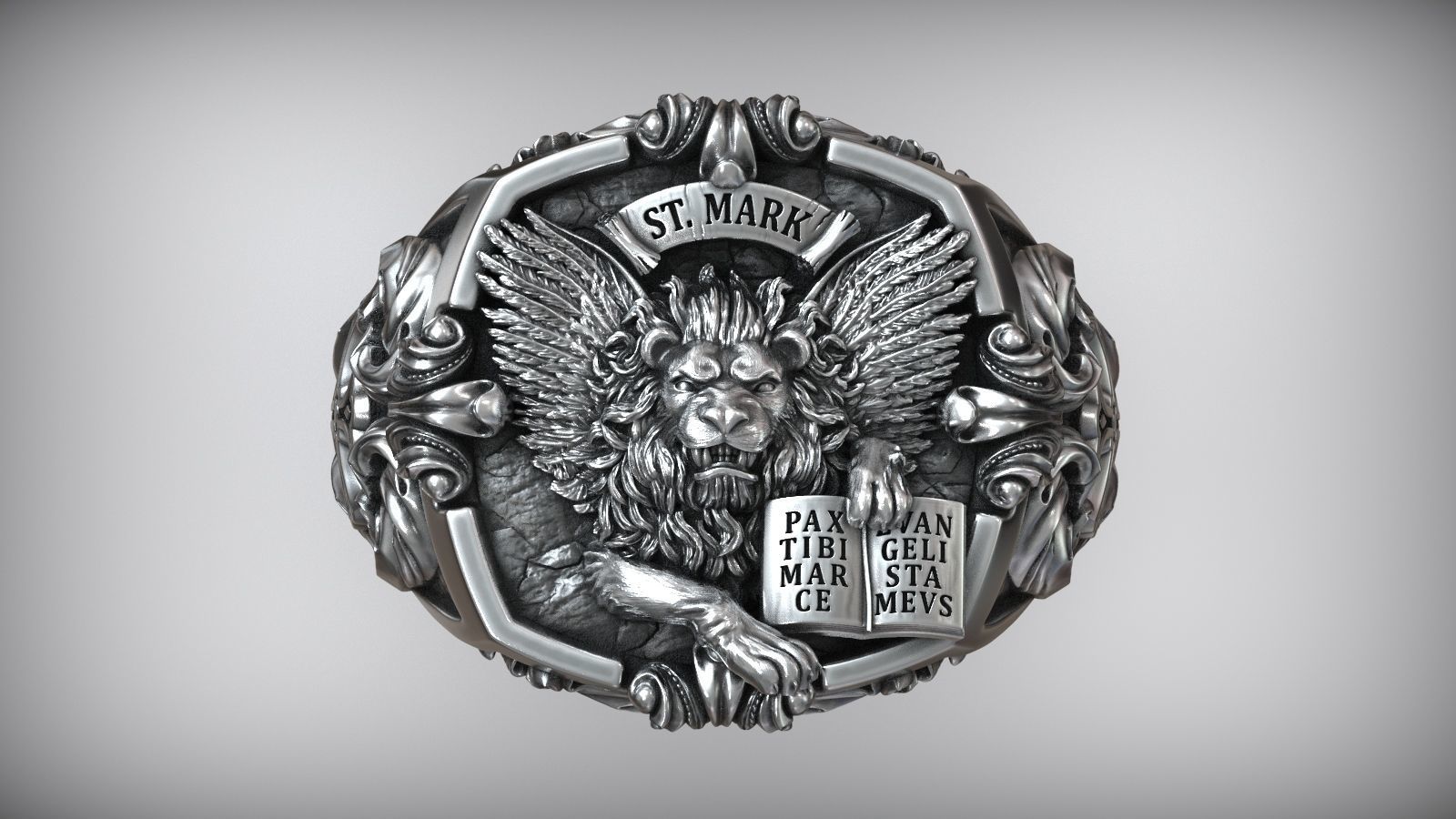 Saint Mark Lion Evangelist Cross Pattern Signet 3D model 3D printable ...