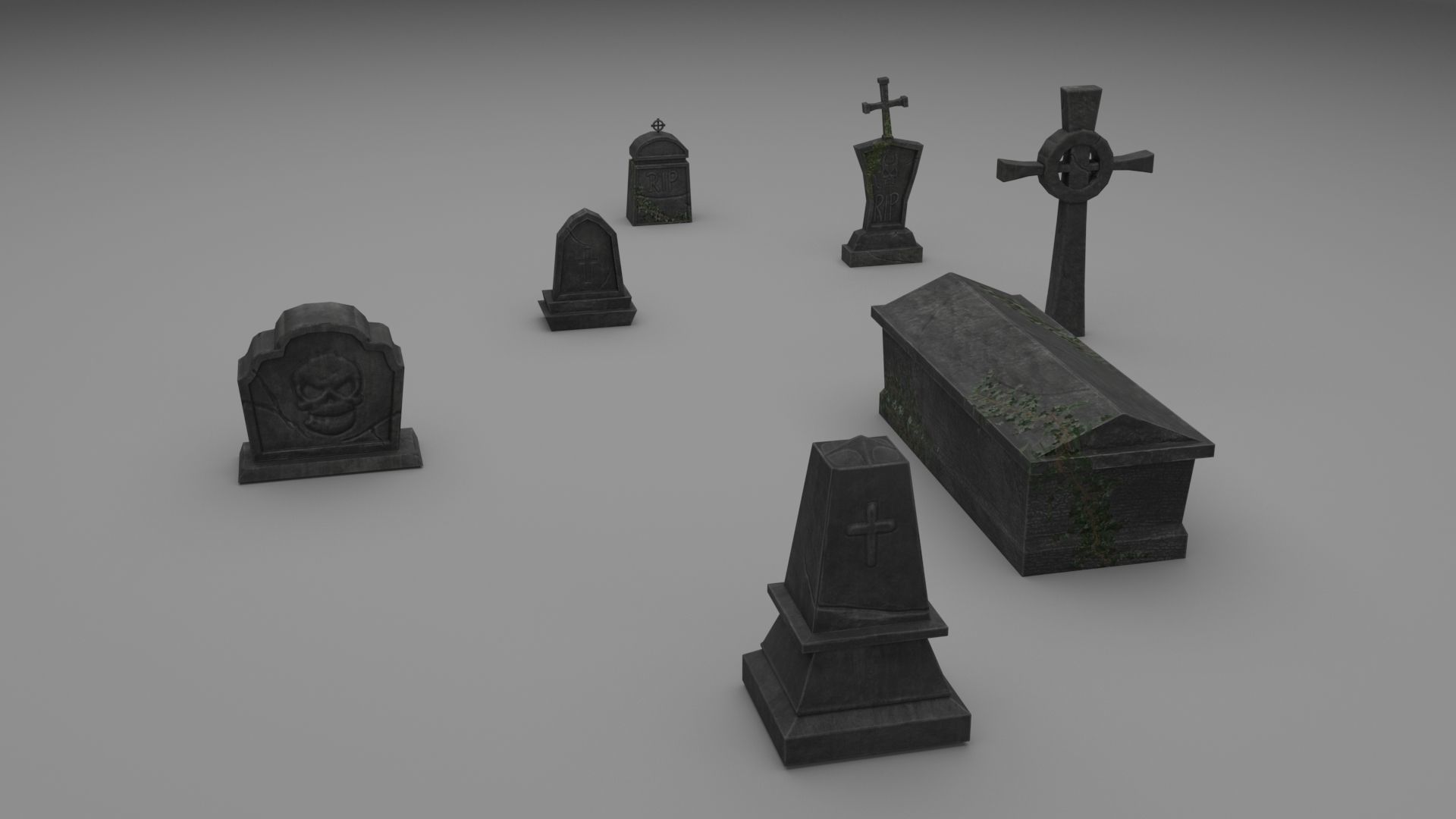 3D model PBR TombStone gravestone with cross VR / AR / low-poly | CGTrader