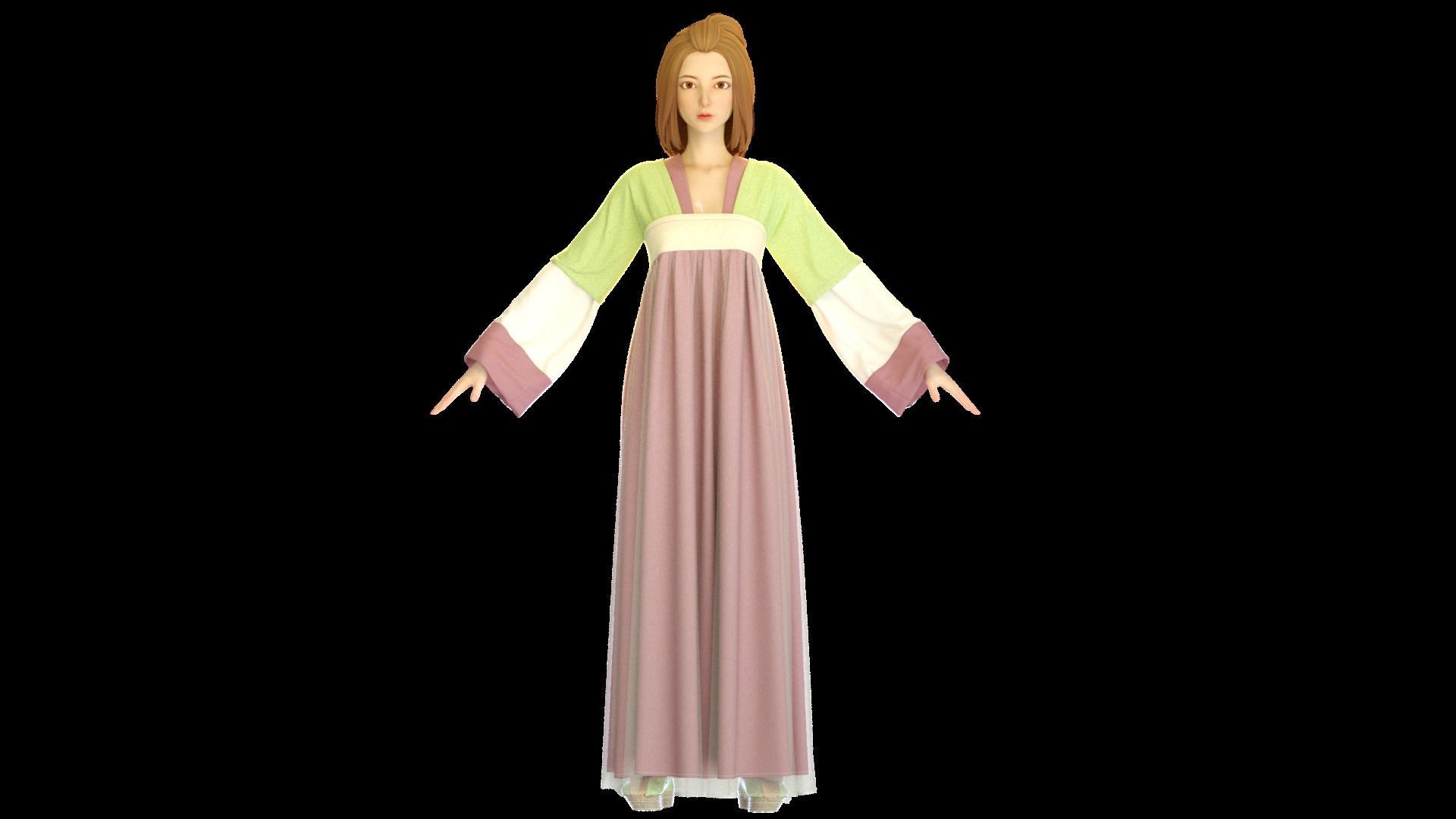 Cartoon Hanfu women chest-length skirts ancient characters 3D model | CGTrader
