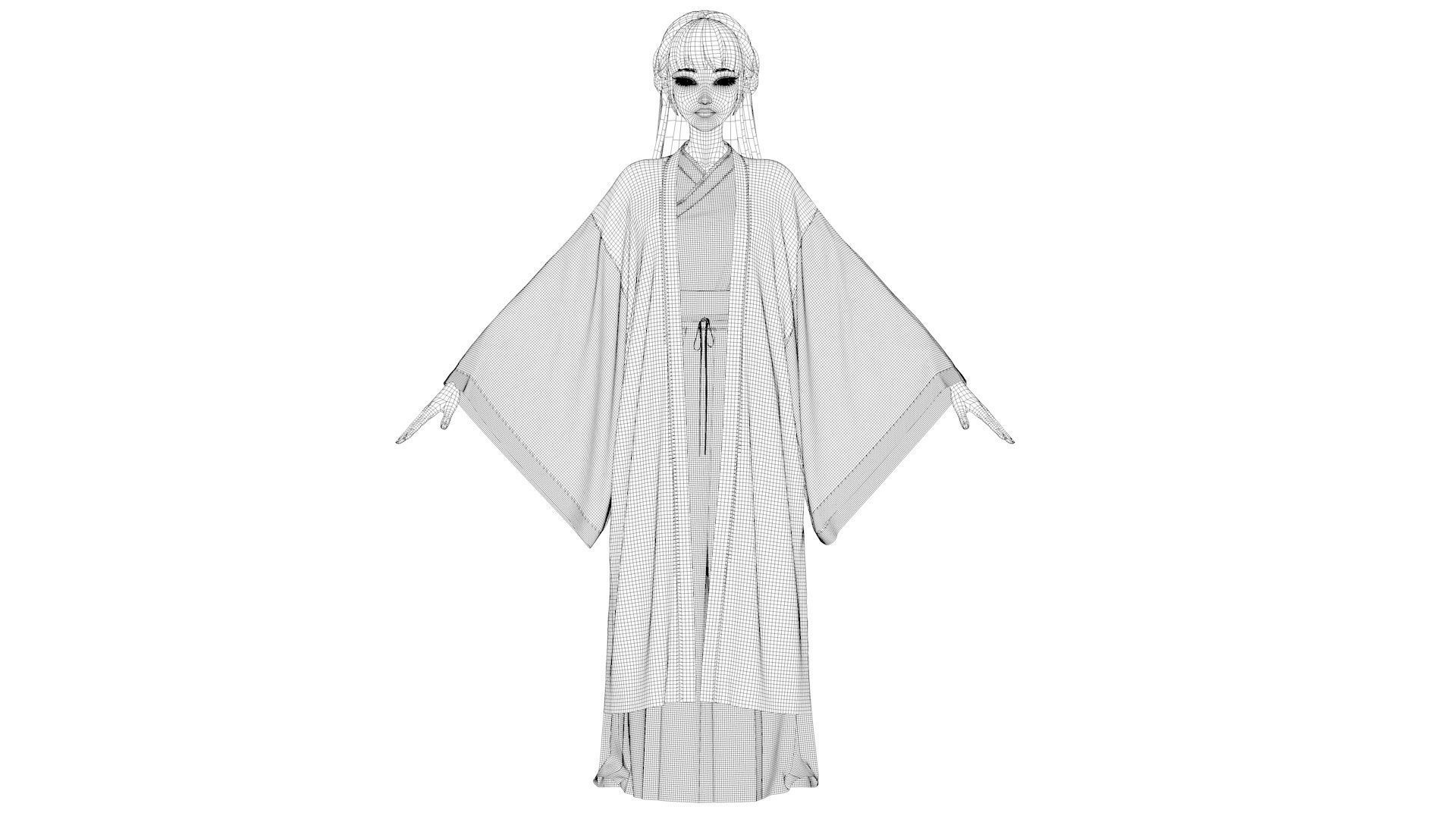 Cartoon Hanfu girl Hanfu chest-length skirt costume dance 3D model | CGTrader