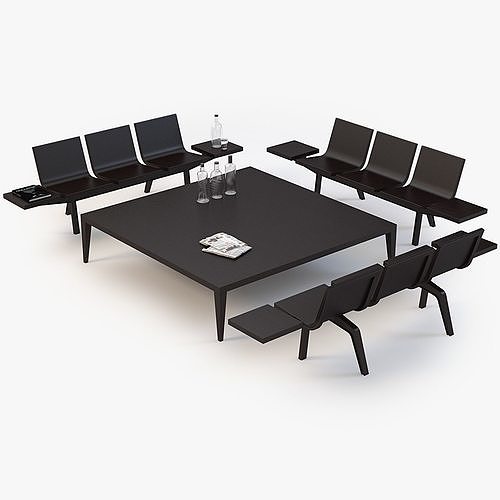 Trienal Three Seater Bench With Table 3D model | CGTrader