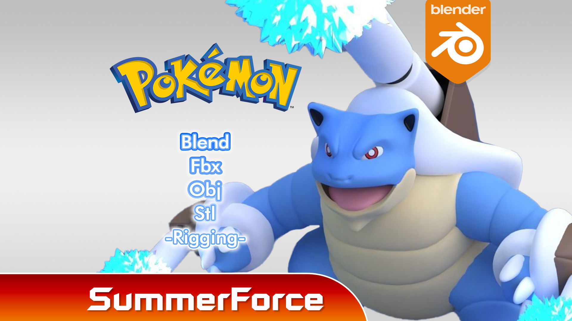 Mega Blastoise - Pokemon 3D model rigged | CGTrader