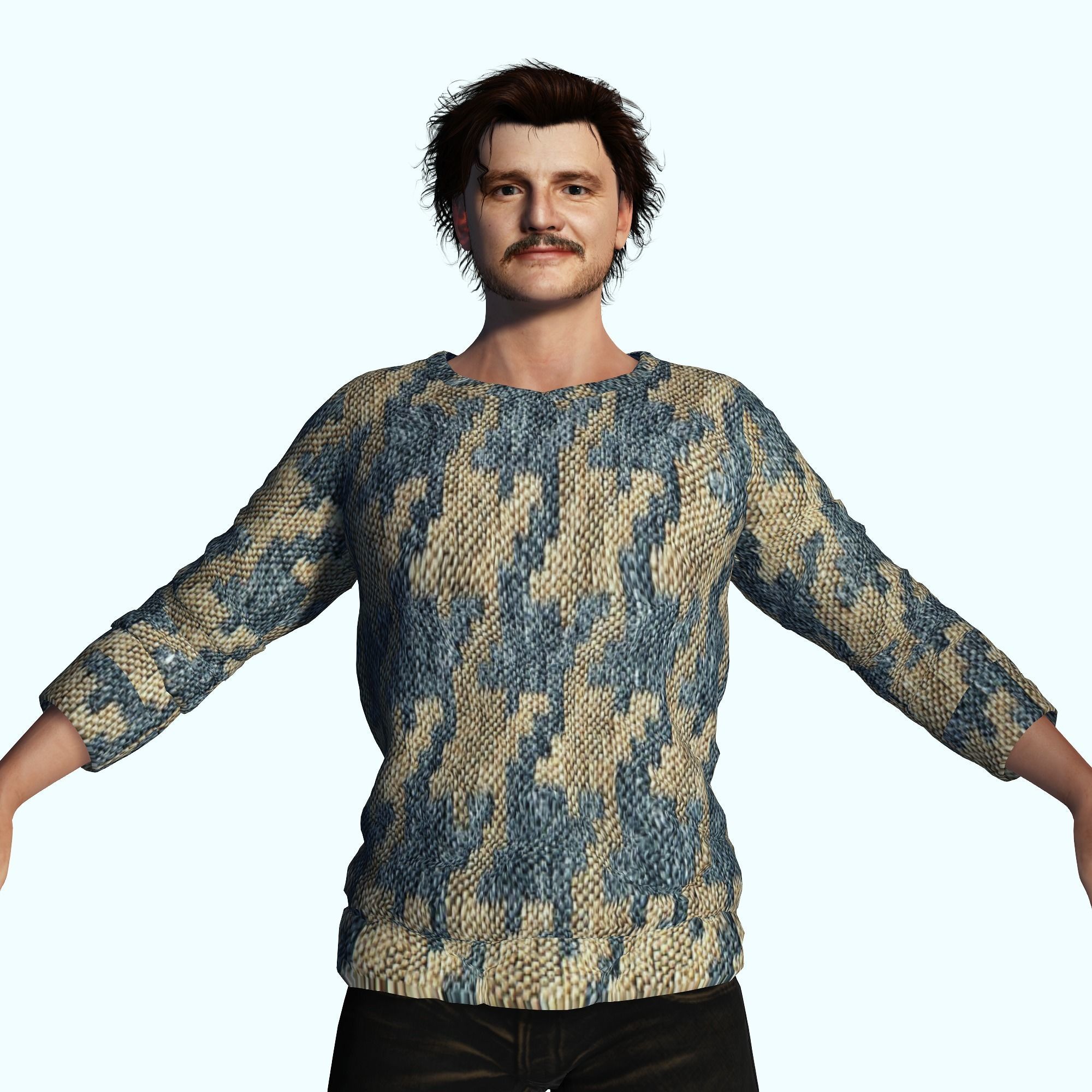 3D model Pedro Pascal 3D Rigged model ready for animation VR / AR / low ...