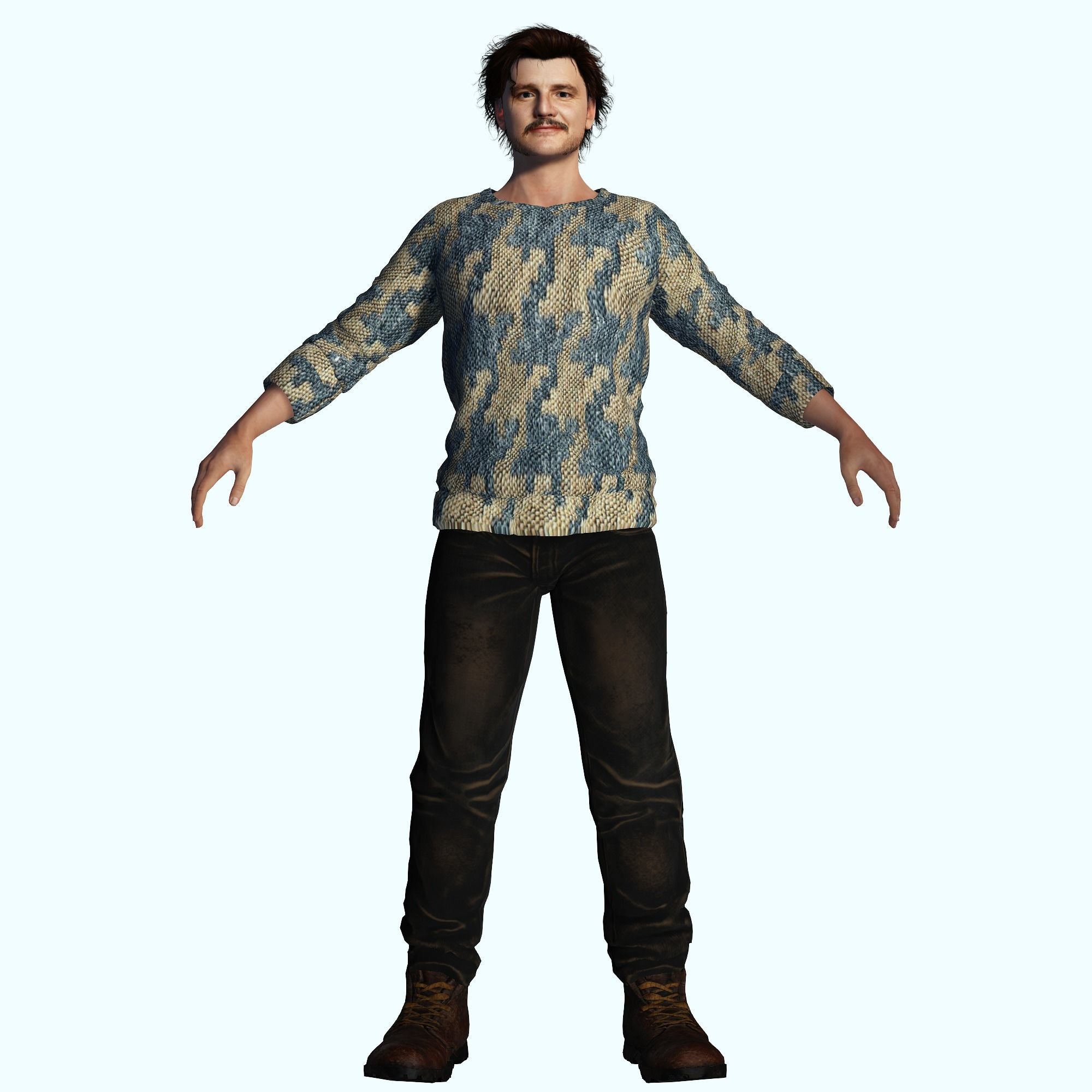 3D model Pedro Pascal 3D Rigged model ready for animation VR / AR / low ...
