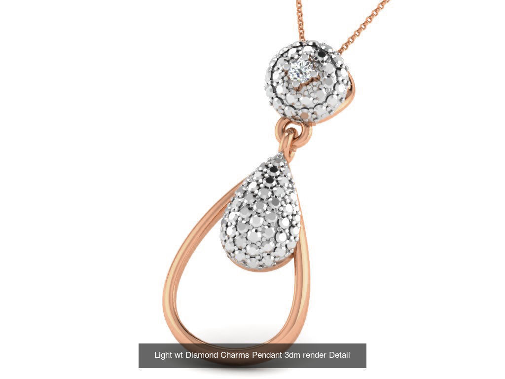 15 Pear Shape Light wt Diamond Charms Pendant 3dm render Detail 3D ...
