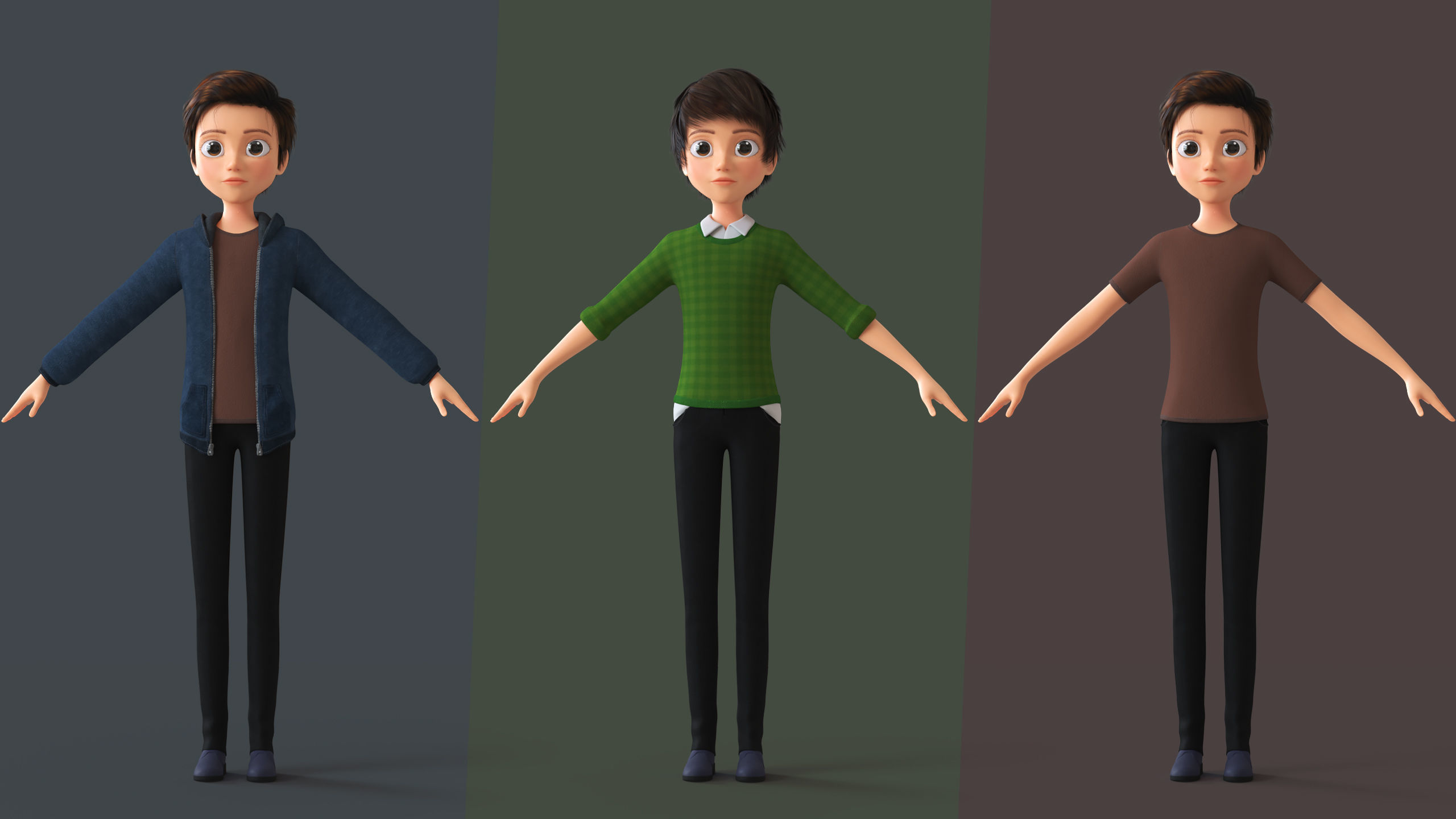 Cartoon Teen Boy - College Student 3D model rigged | CGTrader