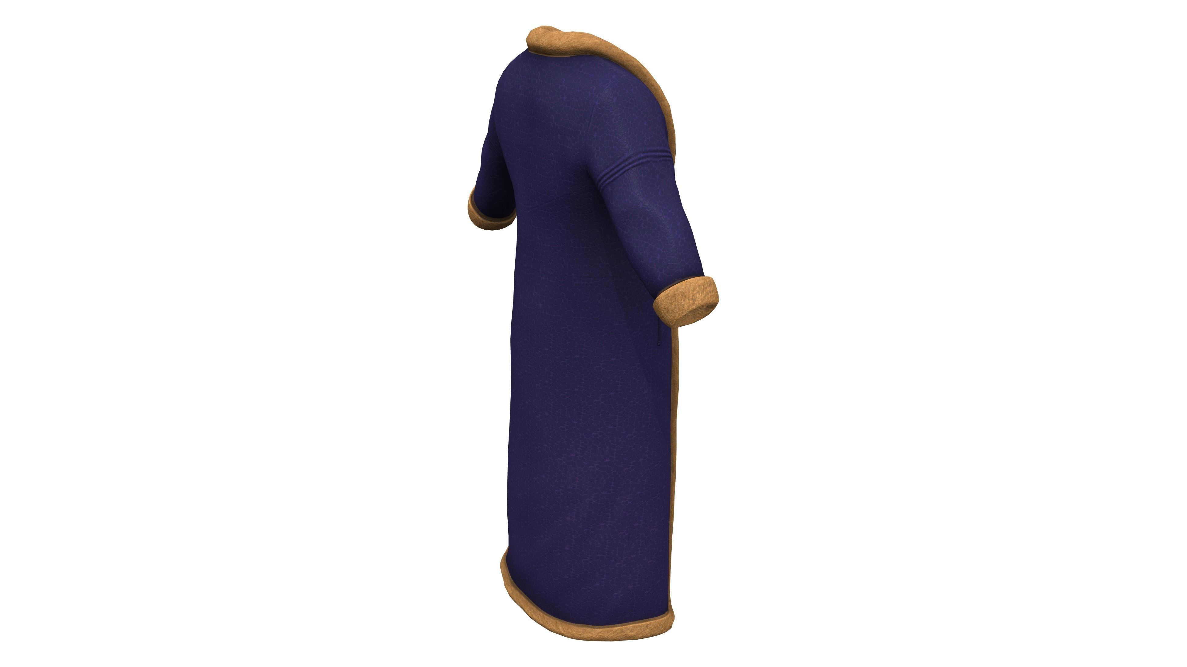 3D model Fur Trim Long Caftan Coat VR / AR / low-poly | CGTrader