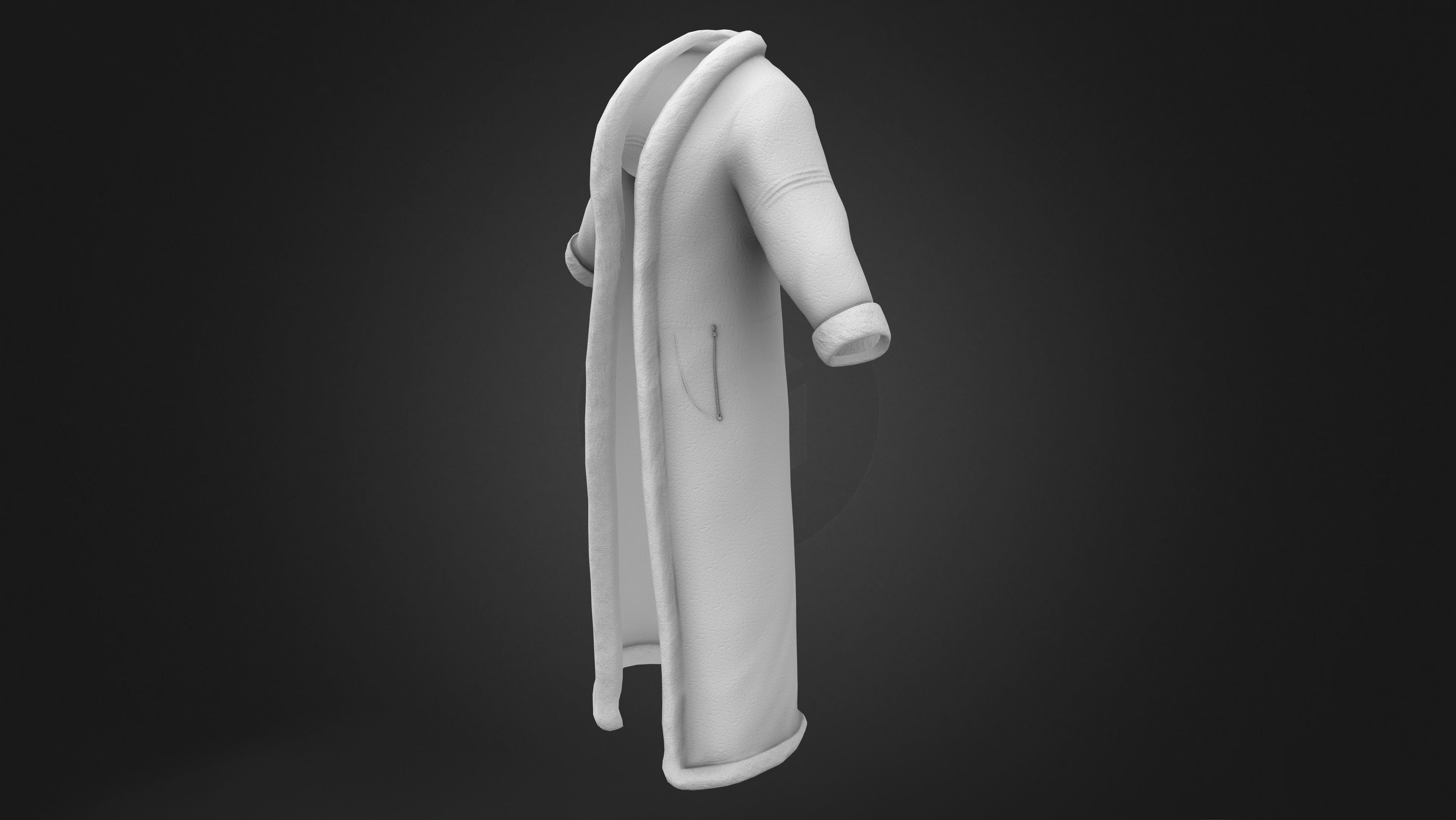 3D model Fur Trim Long Caftan Coat VR / AR / low-poly | CGTrader