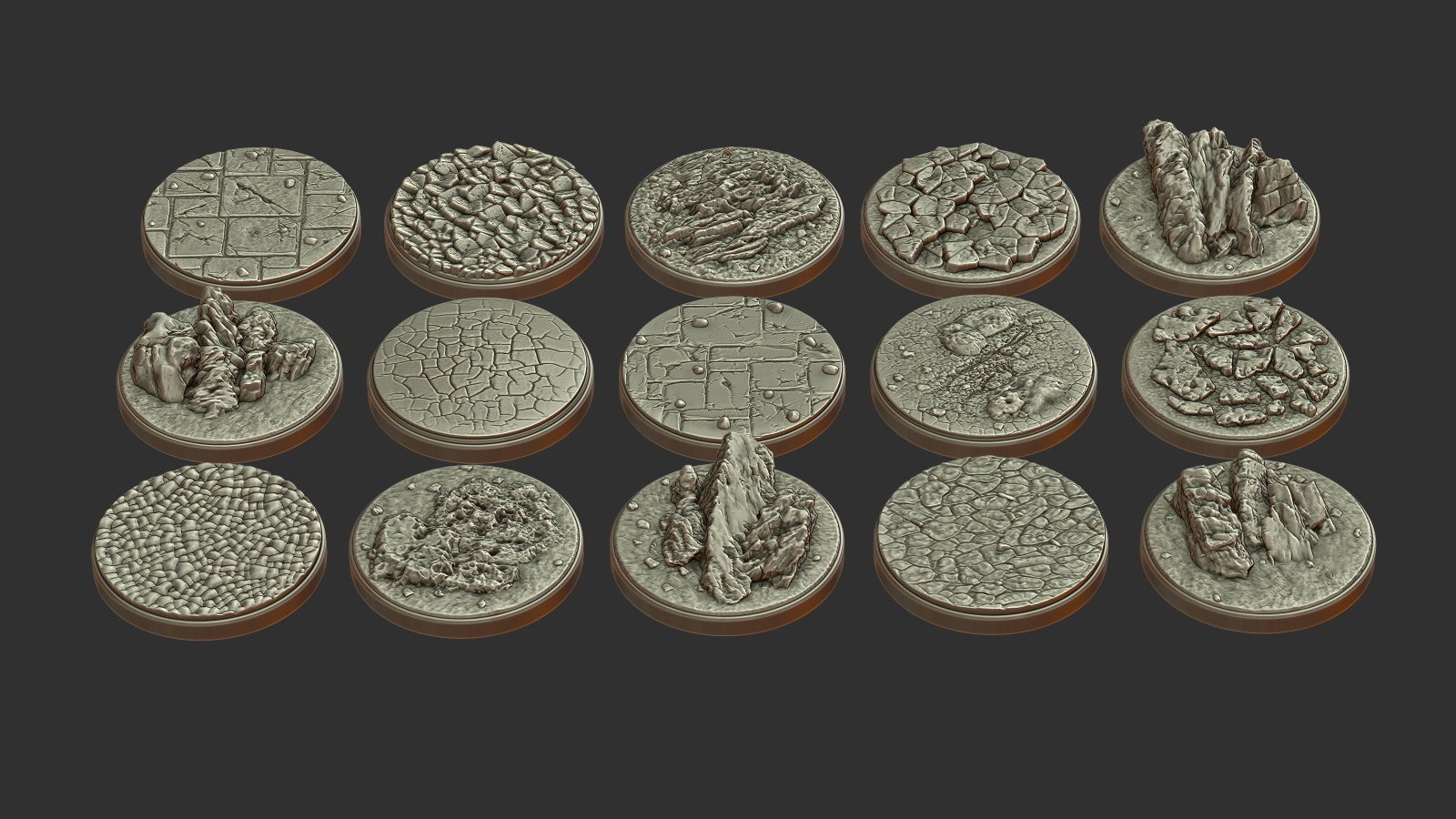 PACK 1 - 15 MINIATURE BASES 50mm 3D Print Ready 3D model 3D printable ...