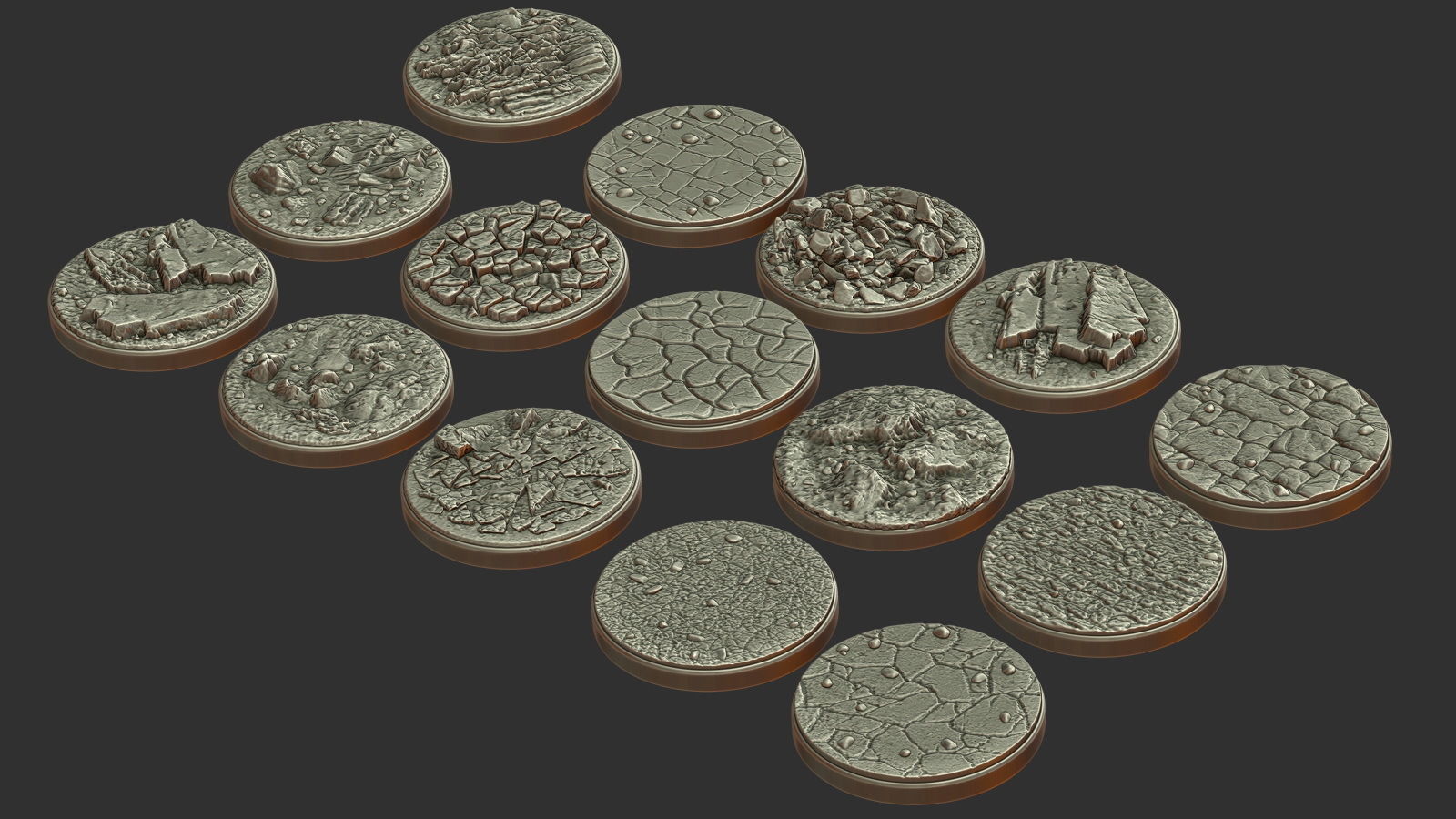 PACK 2 - 15 MINIATURE BASES 50mm 3D Print Ready 3D model 3D printable ...