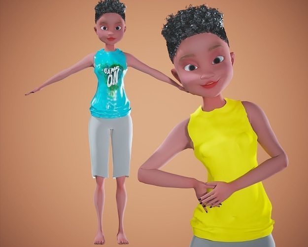 3D model cartoon rigged girl VR / AR / low-poly | CGTrader
