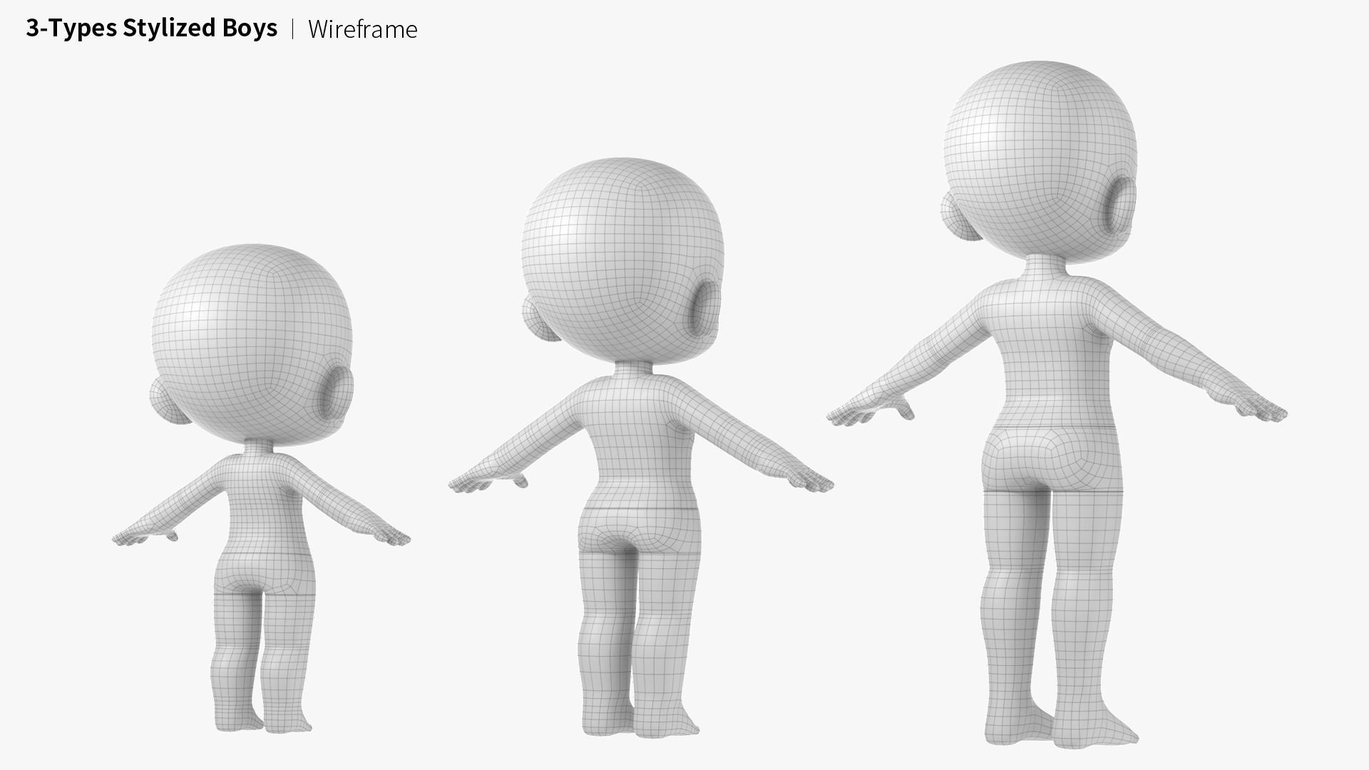3D model 3-Types Boy basemesh VR / AR / low-poly | CGTrader