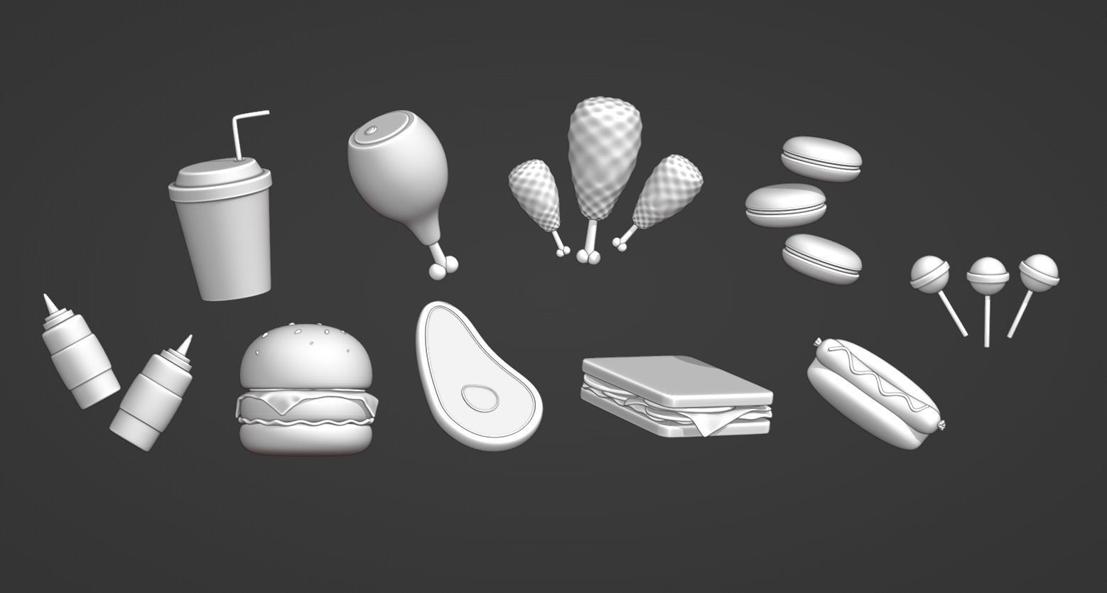 3D model 3D model Cartoon Food Pack VR / AR / low-poly | CGTrader
