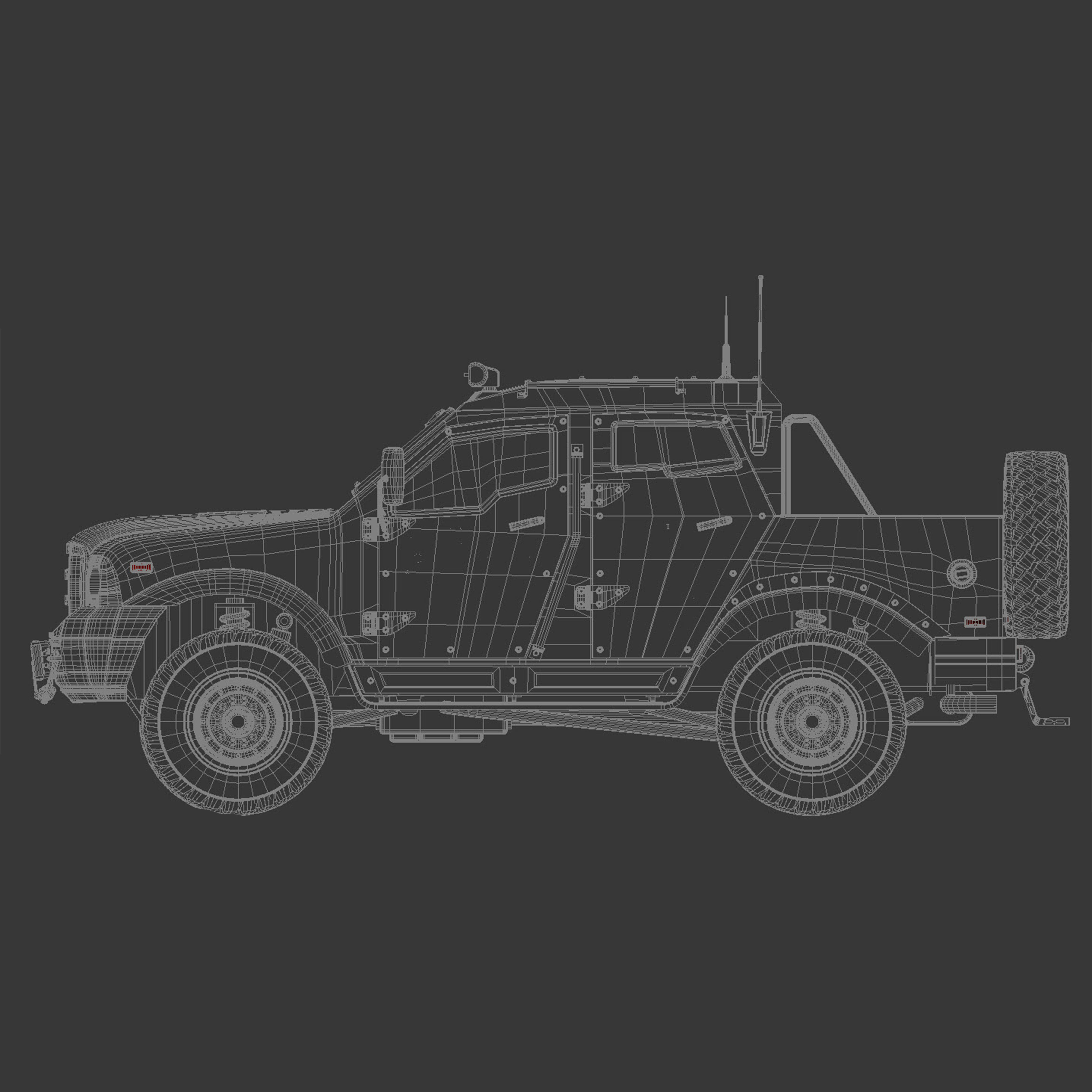 Military pickup suv 3D model | CGTrader