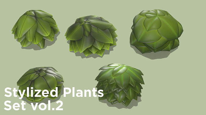 3D model Stylized Plants Set vol 02 foliage pack VR / AR / low-poly ...