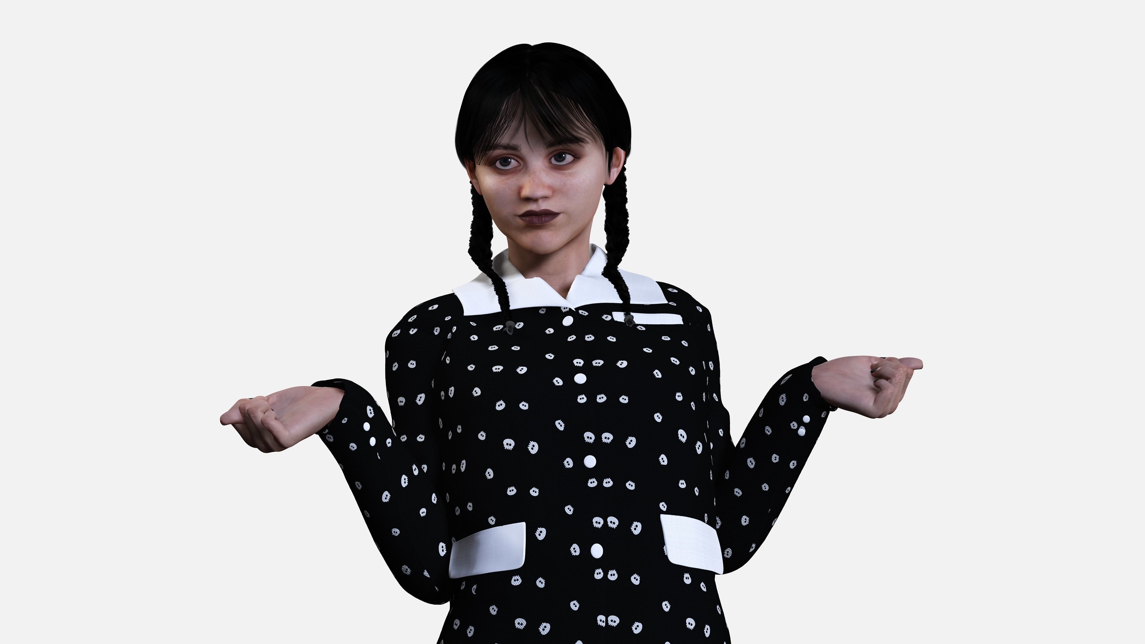 3D model Wednesday Jenna Ortega Woman VR / AR / low-poly | CGTrader