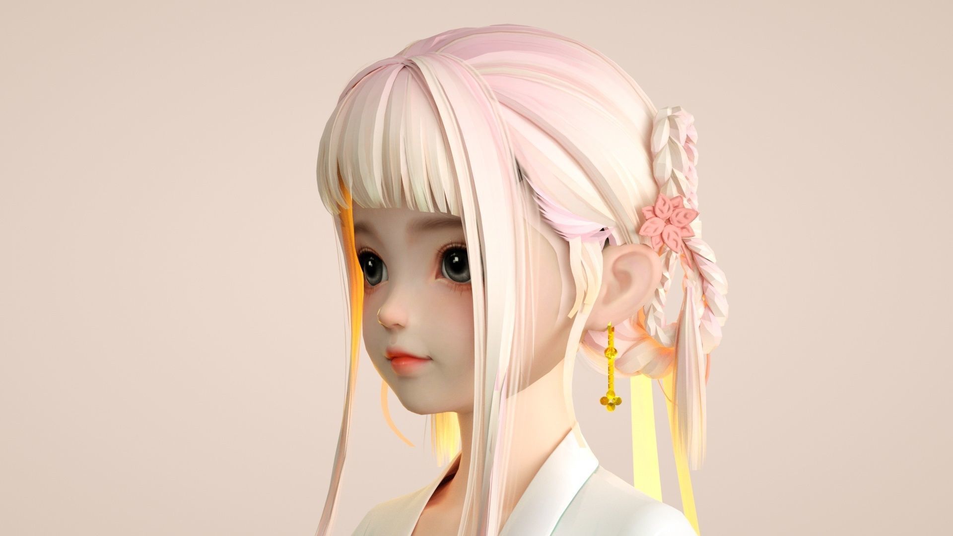 Cartoon Hanfu girl 3D model | CGTrader